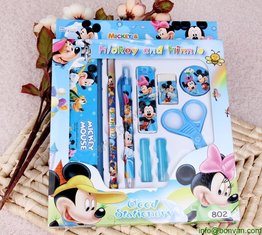 China promotional kids stationery set with pencil box scissor pencil rubber ruler sharpener supplier