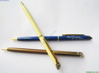 China resin hotel gift promotional metal ball, logo printed gift pen, advertising metal pen supplier