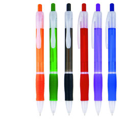 China soft grip rubber plastic ballpoint pen for gift use,logo printed rubber grip logo ball pen supplier