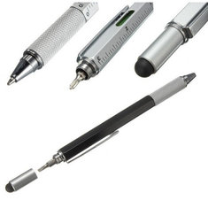 China multi function Spirit Level scale ruler tool gift metal ball pen with touch tip,six in one pen supplier