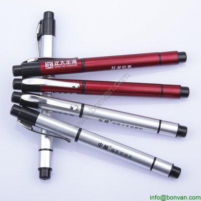 two head pen,highlighter+ball pen, two tip plastic gift pen supplier