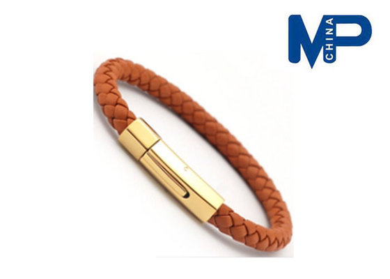 Personalized colorful leather metal bangle smart bracelet Camel