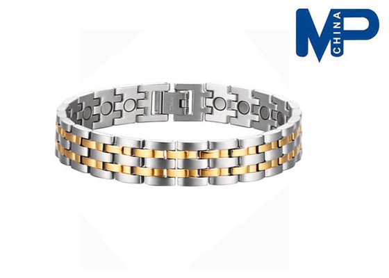 Unisex gold plating titanium metal bracelet 215*12*3.0mm two tone