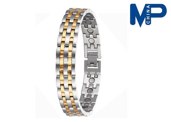 Unisex gold plating titanium metal bracelet 215*12*3.0mm two tone