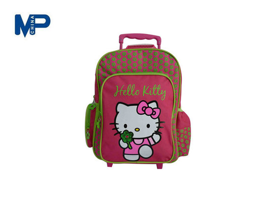 Pvc Polyester Nylon Children ' S School Fashionable Backpack / Soft Trolley Bag With Trolley And Wheels