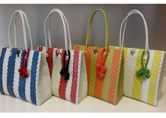 Summer Woven Beach Bag Colorful PP Shopping Bag Strap Straw Tote Bag