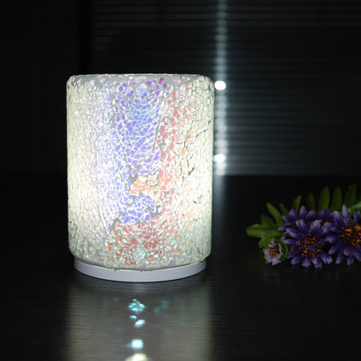 intelligente konvexe aufladende materielle bunte Unterkunftled GlasTischlampe der 90*120mm Größe Zylinder-blauen Kraquelierungs-.