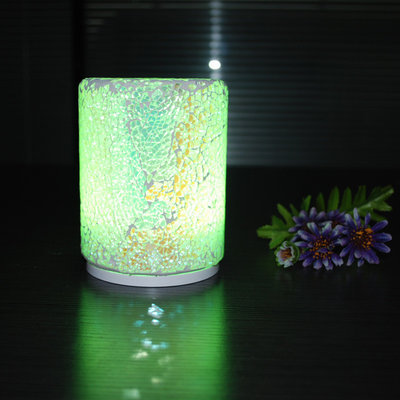 intelligente konvexe aufladende materielle bunte Unterkunftled GlasTischlampe der 90*120mm Größe Zylinder-blauen Kraquelierungs-.
