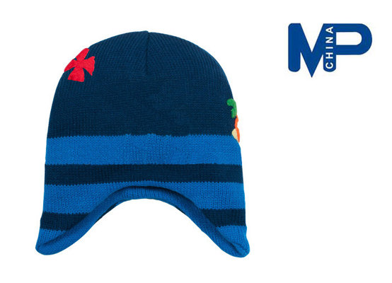 Babies Acrylic Lattices Knitted Jacquard Beanie hats Cap with Stripe Brim