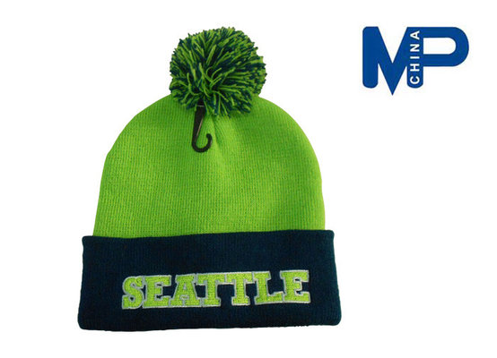 Beanie-Hüte Logo grüne Farbe der Stickerei mit nähendem strickendem Ball/Baseballmütze