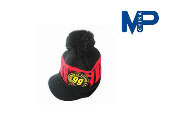 100% Acrylic Hut Wheels Knitting Beanie Hat Add Brim with Embroidery Logo on Front
