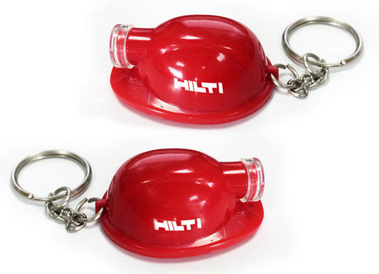 Roter Minischlüsselanhänger mit dekorativer LED-Lampen-Schutzhelmform