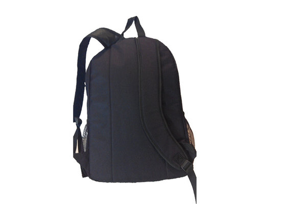 600D Polyester Embroidery logo Fashionable Backpack With Two side mesh pocket