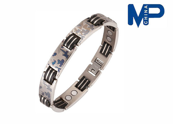 Classic Stainless Steel Metal Bracelet , Leather mens Cuff Bracelets Clasp Wrist Strap