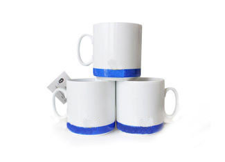 Goz white blue round high temperature Custom ceramic Mugs with simple decal 9OZ