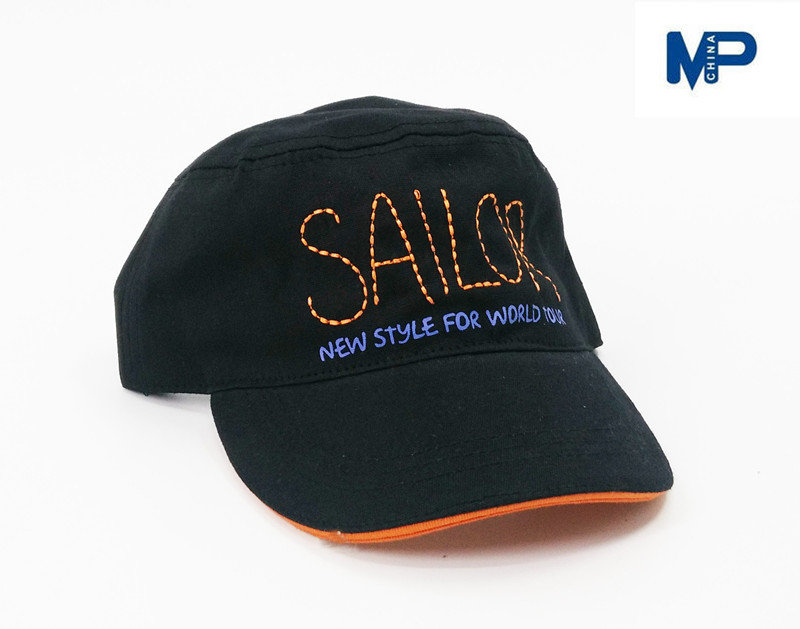 Black Color Cool Military Style Personalized Baseball Caps , Baseball Flat Cap Custom Printing