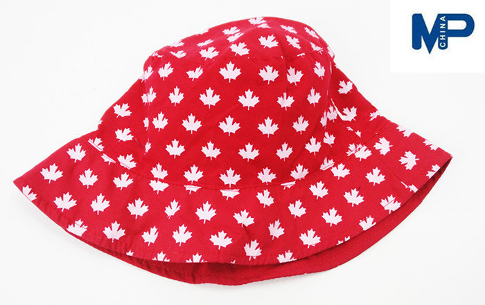 Fashion 100% Polyester Printed Bucket Hats , Floral Bucket Hat Red Color