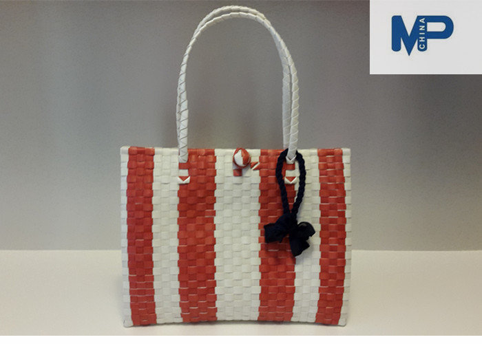 Portable Handmade PP Woven Basket for Storage , Customized Color