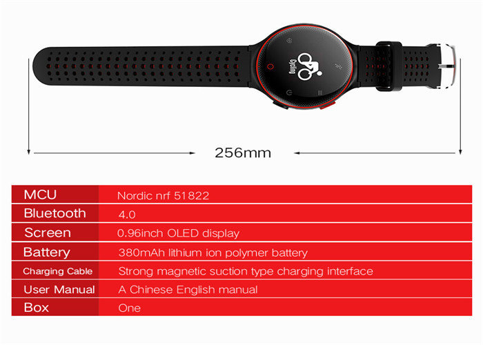 2.5D Glass Bluetooth Smart Wrist Watch Sports Health Bracelet Colorful 0.95" OLED
