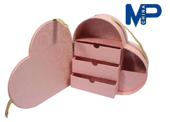 Heart shape decorative jewellery Paper Gift Boxes with Polyester Ribbon