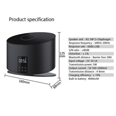 Blue-tooth 3.0 Wireless 10W Speaker With QI Wireless Charger For Iphone 8 8 plus x
