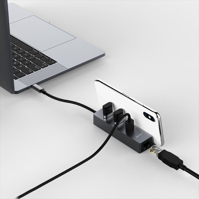 Type-C USB 3.0*3 Hub for MacBook Pro Air Multi function USB with RJ45 1000mbps with PD Charging Port Hubs with mobile st