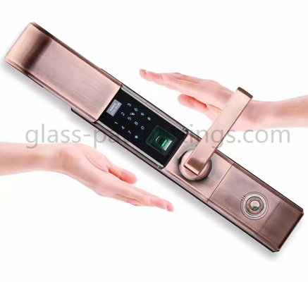 Intelligent Fingerprint Keyless Entry Door Locks Remote Control Champagne Surface Finish