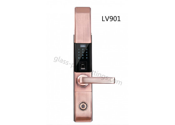 Intelligent Fingerprint Keyless Entry Door Locks Remote Control Champagne Surface Finish