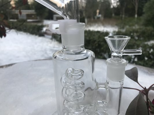Detachable Mouth  Glass Bong Filter 6 Inches  , Clear 14mm Femle Glass Smoking Pipe