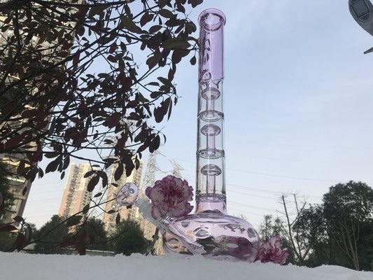Recycled Pink Hand Blown Bongs , Custom Tree Branch Filters Glass Tobacco Pipe