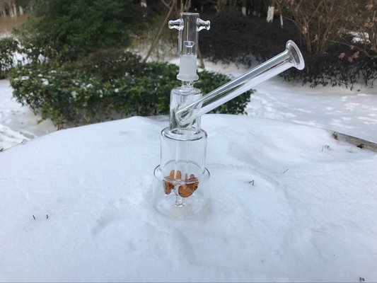 Amber Tire Perc Oil Rig Bubbler 8 Inches Thick Birdcage Recycler 14.4 Mm Male Joint