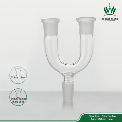 Glass Adapter Glass Bongs Accessories 14.4mm Male With Double 14.4mm Female Joint Size
