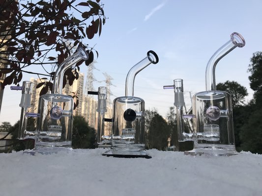 Borosilicate Glass Pipe DAB Oil Rigs , Mini Matrix Perc Glass Smoking Water Pipe DAB Oil Rig