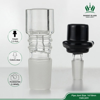 Spiral 2.3 Inches Glass Bubbler Bowl Bongs Accessories Clear 14.4MM 18.8MM Male