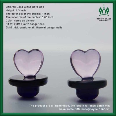 Pink Love Heart  Shaped Glass Bongs Accessories Glass Carb Cap For 2mm Quartz Banger