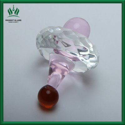 High Grade Bong Spare Parts , Glass Pink Glass Carb Cap Quartz Nails For 4mm Quartz Banger