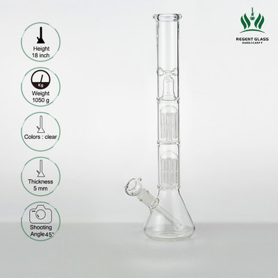 10 Fingers Percolator Glass Water Bongs 18 Inch With Splash Guard  Ice Pinch
