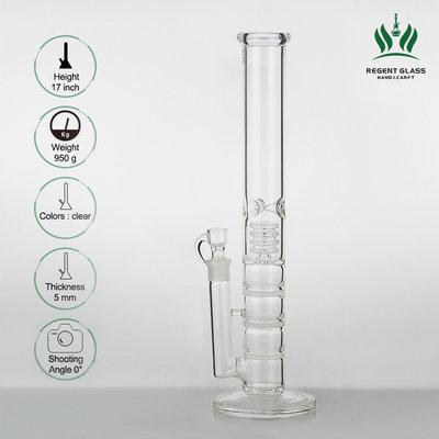Thriple Honeycomb Glass Water Pipe Matrix Diffuser , Clear Borosilicate Glass Bongs