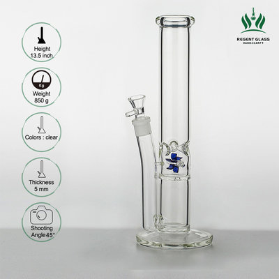 13.5 Inches Glass Water Tube  5mm Thickness Moving Perc Smoking Bong Blue Windmill Diffuser