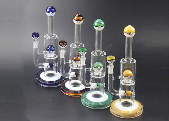 Poke Mon Ball Style Glass Water Bongs Double Recycler 11.8 Inches 5 Mm Thickness
