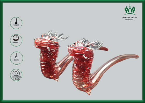 Red Leading  Glass Smoking Water Pipe Bubbler 9 Mm Glass Thickness For Male