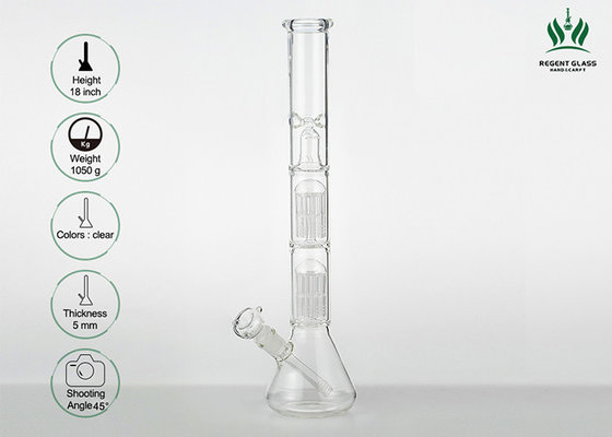 Water Pipes Glass BongsWith Splash Guard And Ice Pinch , 5 Fingers Percolator Smooking Water Pipe