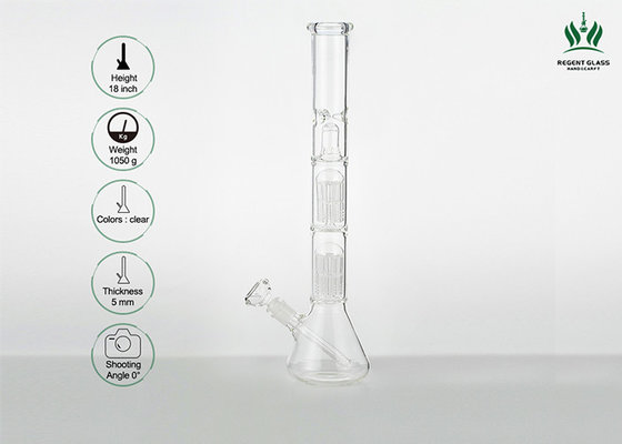 Water Pipes Glass BongsWith Splash Guard And Ice Pinch , 5 Fingers Percolator Smooking Water Pipe
