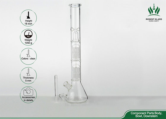 Water Pipes Glass BongsWith Splash Guard And Ice Pinch , 5 Fingers Percolator Smooking Water Pipe