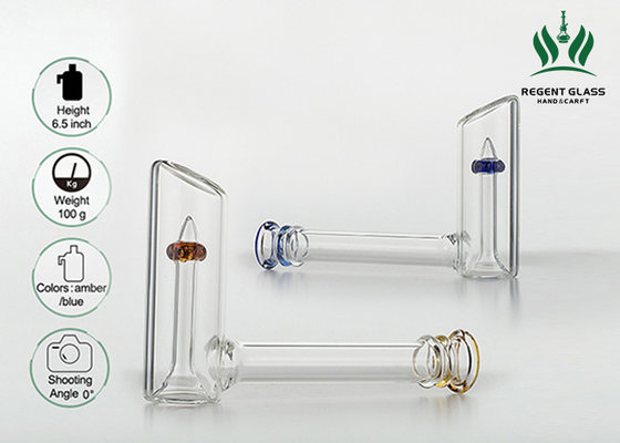 Amber Blue Sherlock style Glass Hammer Bubbler for Smoking Hand pipes