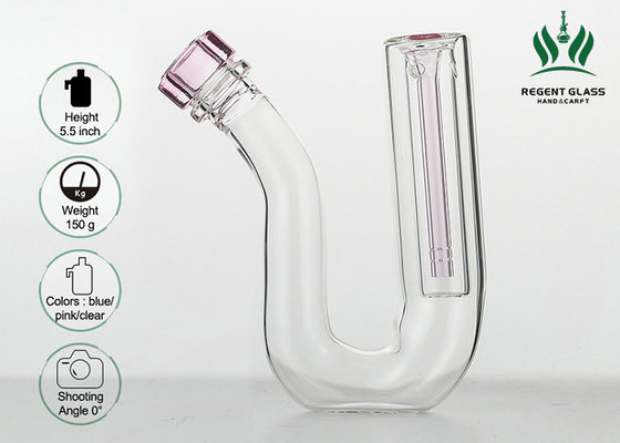 Borosilicate Glass Hammer Bubbler /  Hand Smoking Pipes 5.5 Inches Carb On Left Side