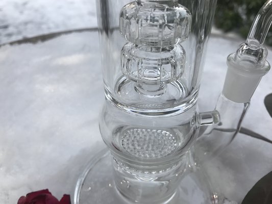 Medium Sized Sidecar Glass Bong , 7 Inches Honeycomb Borosilicate Glass Water Pipe
