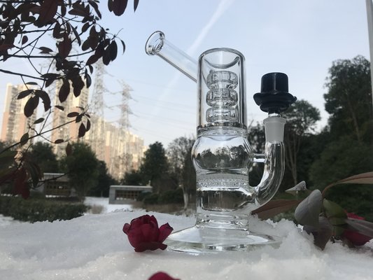 Medium Sized Sidecar Glass Bong , 7 Inches Honeycomb Borosilicate Glass Water Pipe
