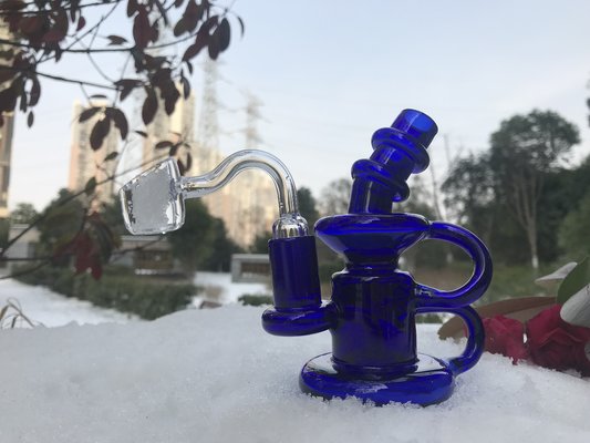 Blue Showerhead Perc Glass Smoking Pipes , 5 Inches Klein Recycler Water Pipe For Smoking