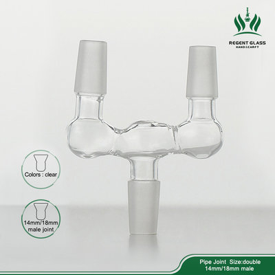 Glass Adapter Glass Bongs Accessories 14.4mm Male With Double 14.4mm Male Joint Size